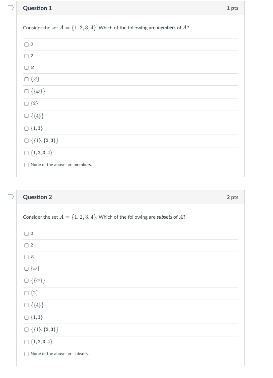 Solved Consider the set A={1,2,3,4}. Which of the following | Chegg.com