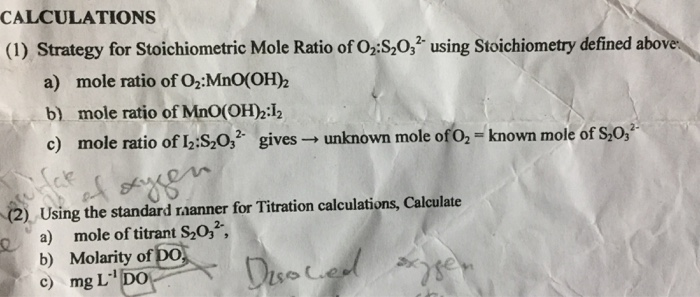 Solved CALCULATIONS (1) Strategy for Stoichiometric Mole | Chegg.com