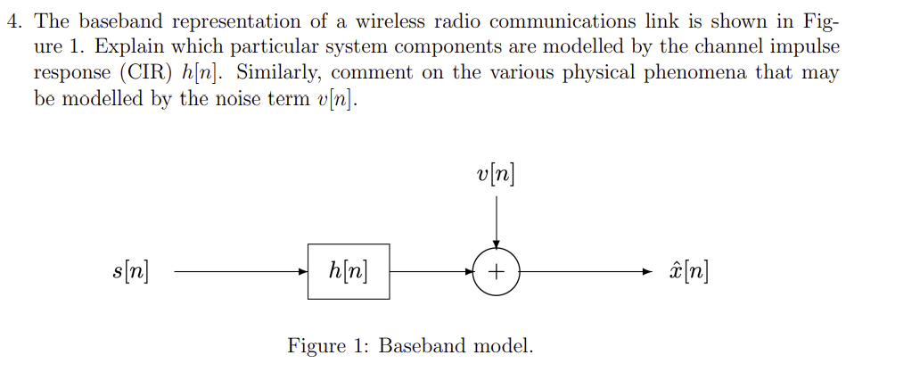 Solved 4. The baseband representation of a wireless radio | Chegg.com