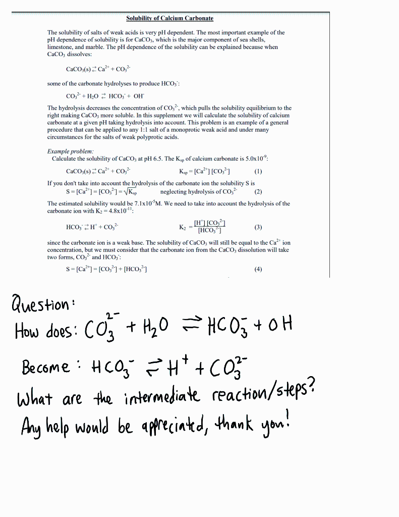 Solved Solubility of Calcium Carbonate The solubility of | Chegg.com
