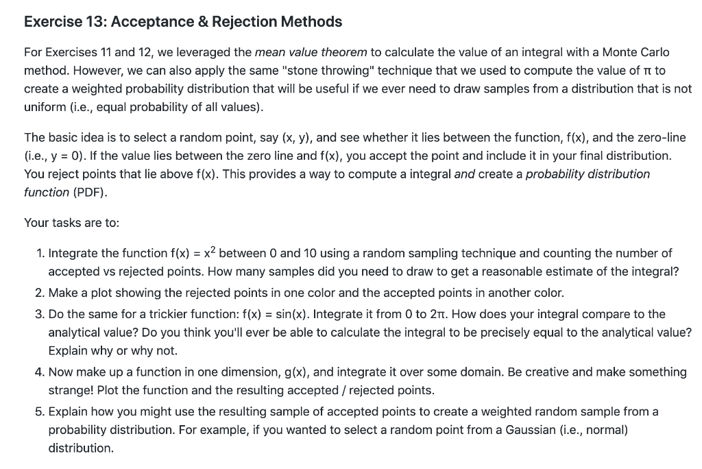 Exercise 13: Acceptance & Rejection Methods For | Chegg.com