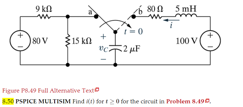 Solved Figure P8.49 ﻿Full Alternative Text 迥PSPICE MULTISIM | Chegg.com