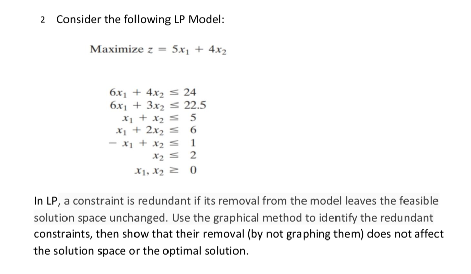 Solved TORA Experiment. Consider the following LP model: | Chegg.com