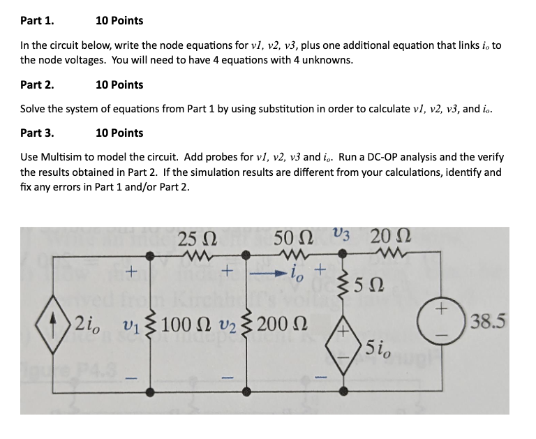 Solved Part 1. 10 Points In the circuit below, write the | Chegg.com