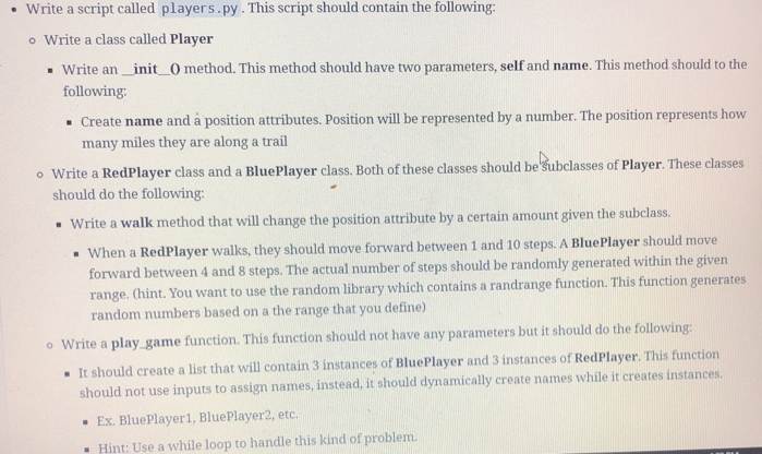 Solved Write a script called players.py. This script | Chegg.com