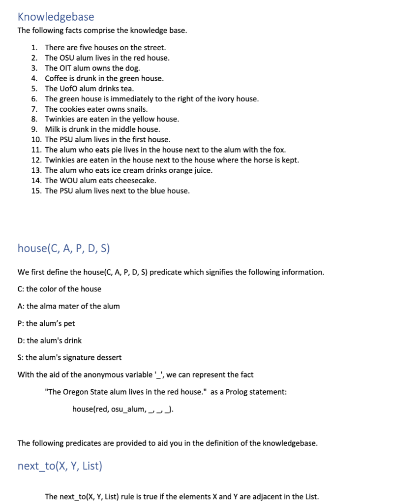 Solved Part One: Problem 1: Product a Prolog Knowledge Base | Chegg.com
