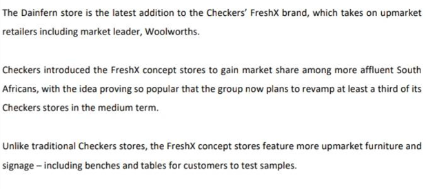 Solved Case Study - Checkers' Fresh X brand Retailer | Chegg.com