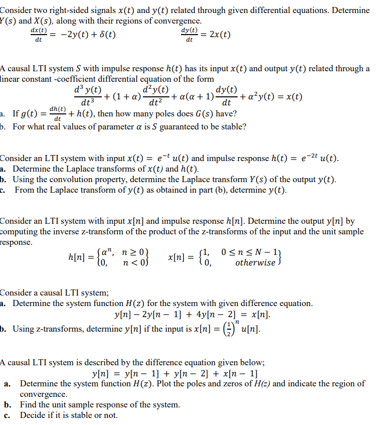 Solved Consider two right-sided signals x(t) and y(t) | Chegg.com