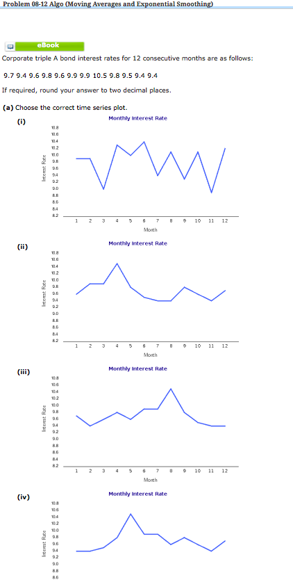 Problem 08-12 Algo (Moving Averages and Exponential | Chegg.com