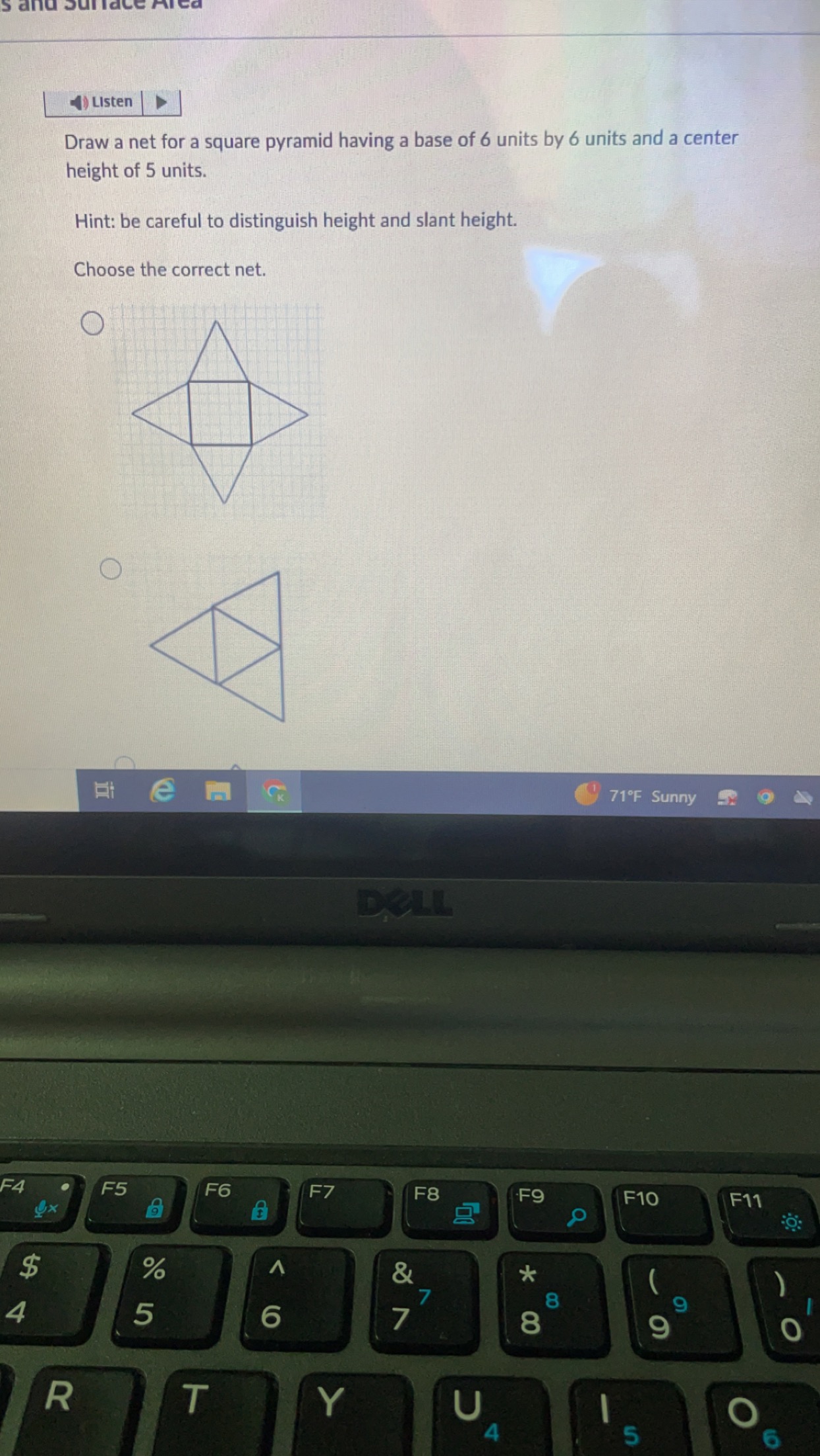 Solved Draw a net for a square pyramid having a base of 6 | Chegg.com