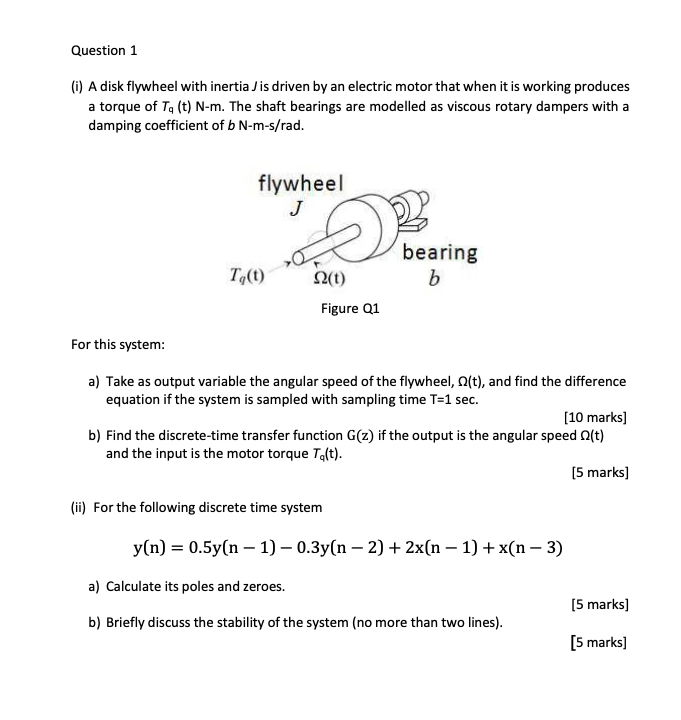 Solved (i) A disk flywheel with inertia J is driven by an | Chegg.com