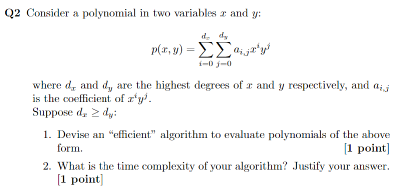 Solved Q2 ﻿Consider a polynomial in two variables x ﻿and y | Chegg.com