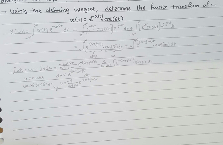 Solved جانماز to dr = -(a+jw)t Using the defining integral, | Chegg.com
