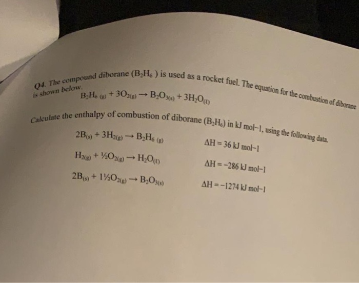 Solved pound diborane (BH) is used as used as a rocket fuel. | Chegg.com