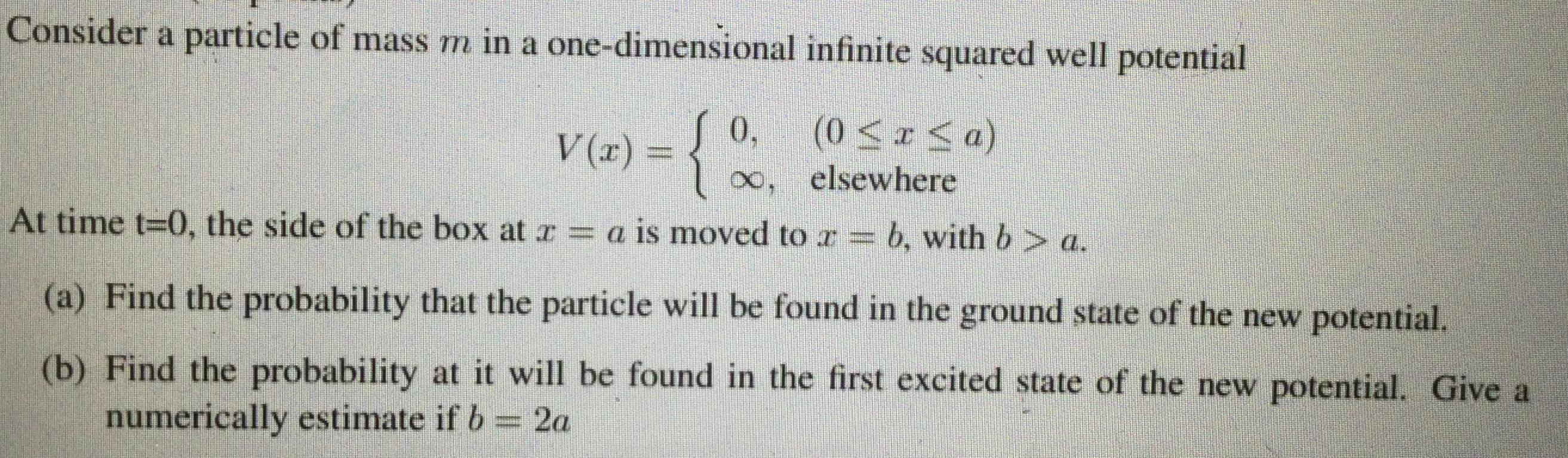 Solved Consider a particle of mass m in a one-dimensional | Chegg.com