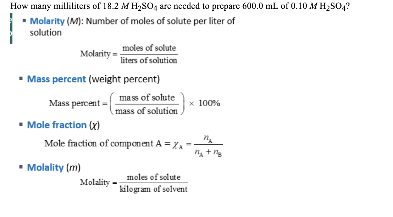 Solved How many milliliters of 18.2 M H2SO4 are needed to | Chegg.com
