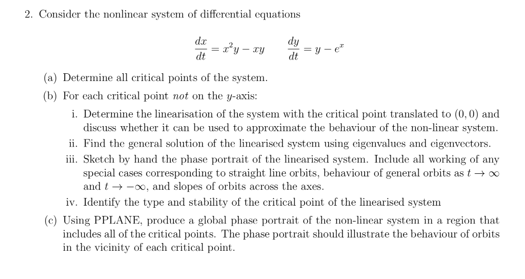 Solved 2 Consider The Nonlinear System Of Differential