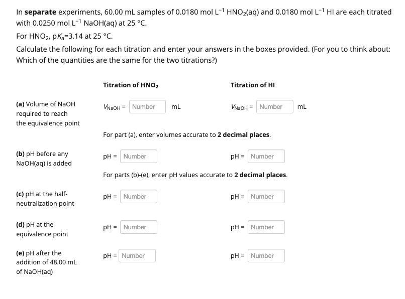 Solved In separate experiments, 60.00 mL samples of 0.0180 | Chegg.com