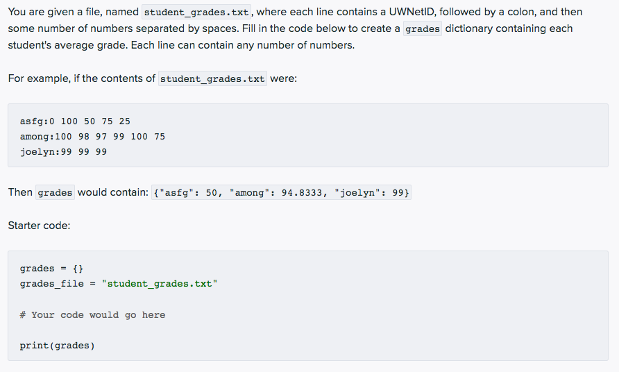 Solved You are given a file, named student_grades.txt, where | Chegg.com