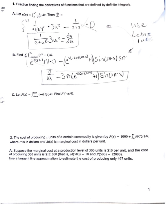 Solved 1 Practice Finding The Derivatives Of Functions That Chegg