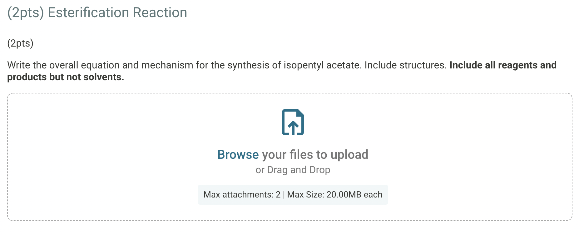 Solved (2pts) Esterification Reaction (2pts) Write the | Chegg.com
