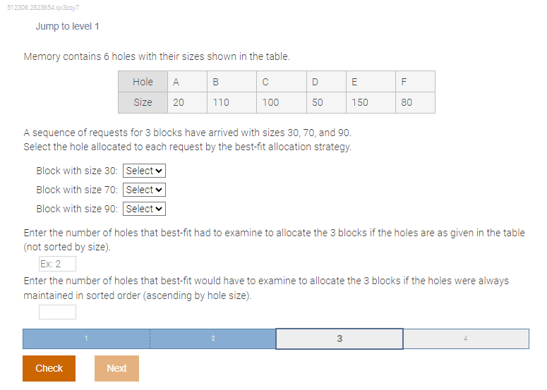 Solved Jump to level 1Memory contains 6 ﻿holes with their | Chegg.com