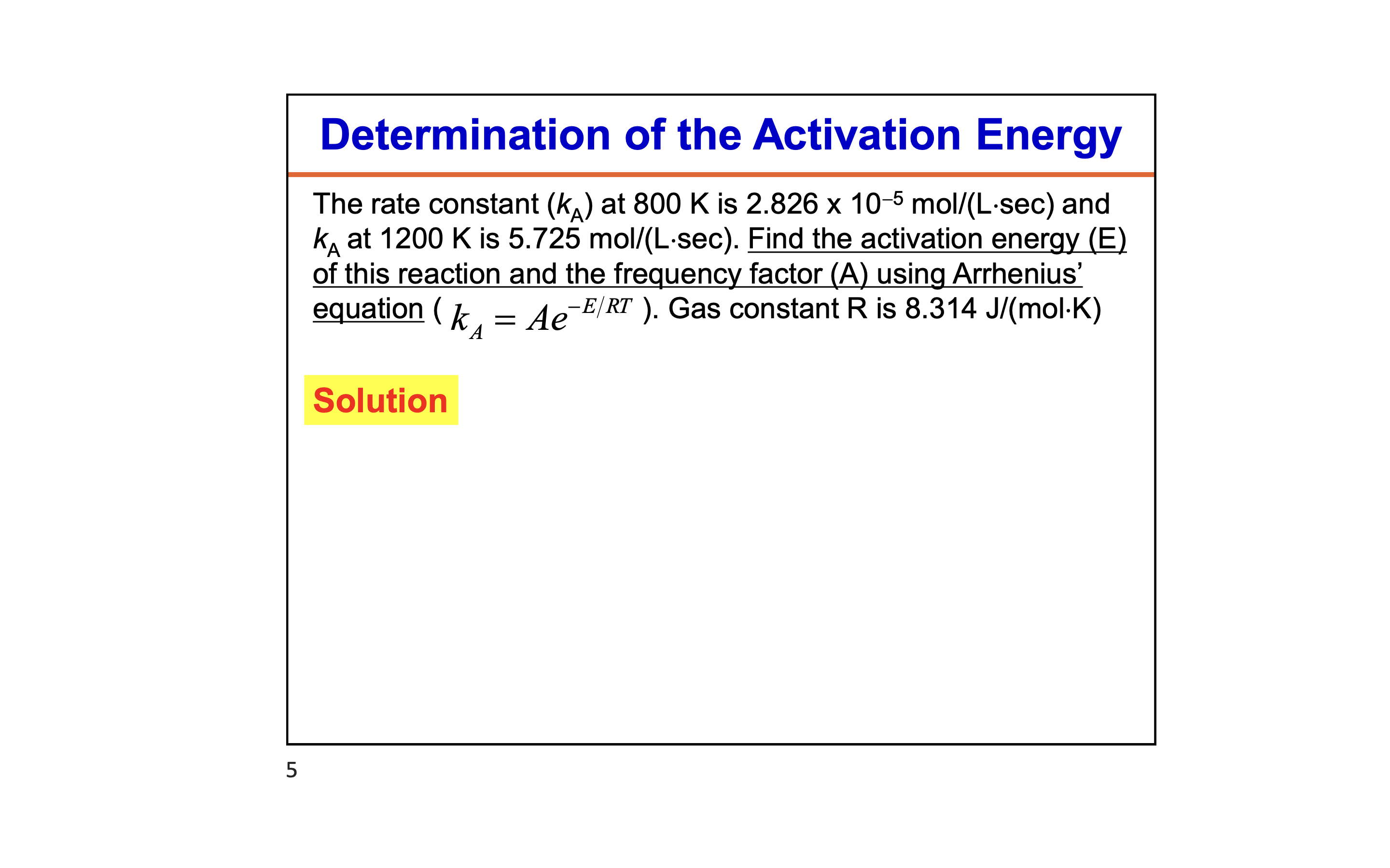 Solved Determination of the Activation Energy The rate | Chegg.com