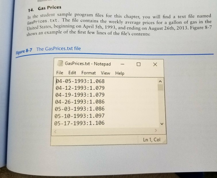 14. Gas Prices In the student sample program files | Chegg.com