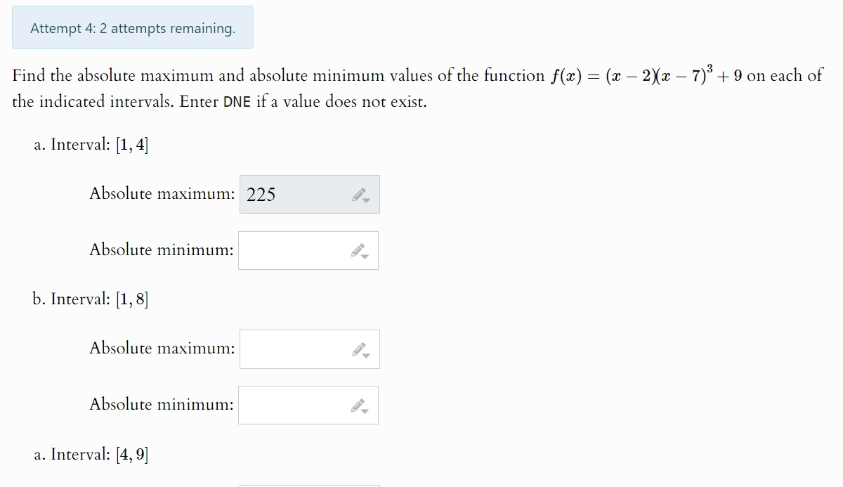 Solved Attempt 4: 2 ﻿attempts remaining.Find the absolute | Chegg.com