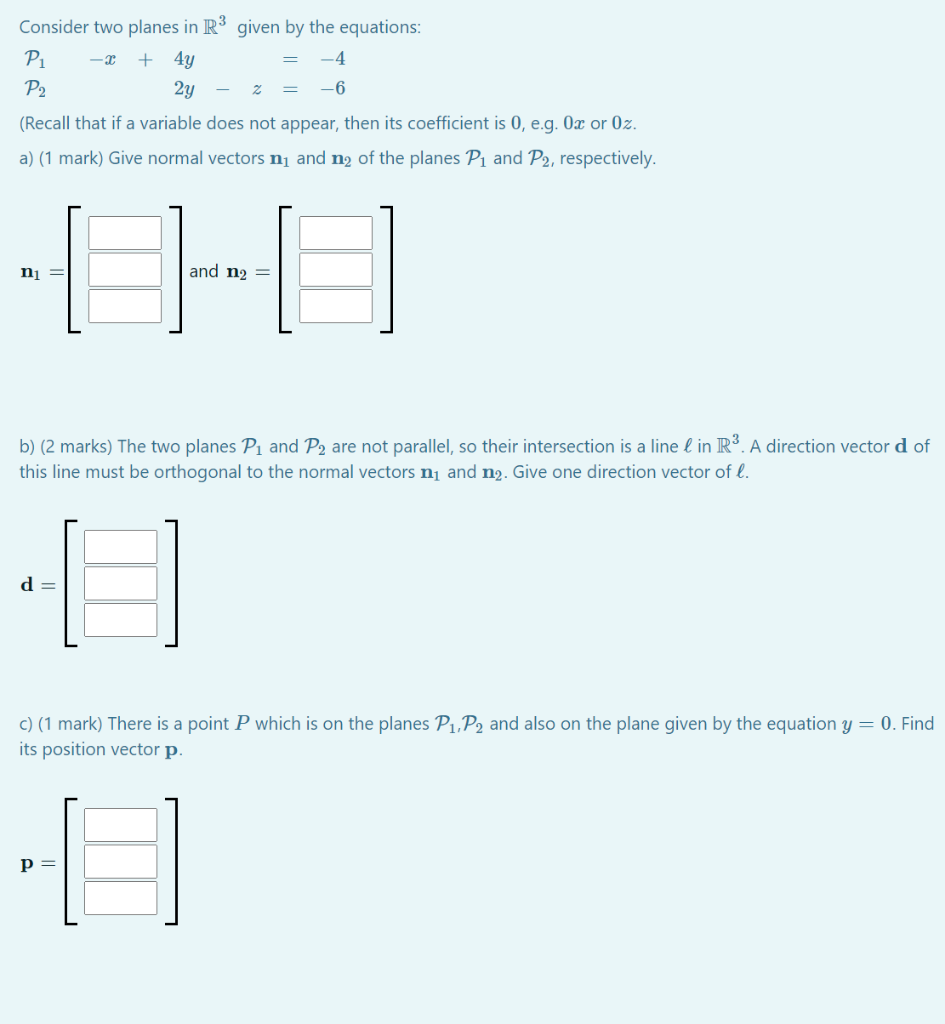 Solved Consider two planes in R3 given by the equations: Р. | Chegg.com