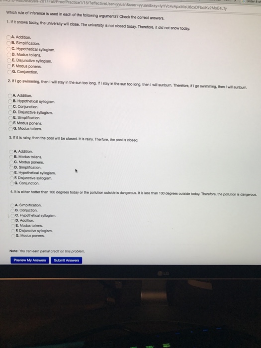Solved Which rule of inference is used in each of the | Chegg.com
