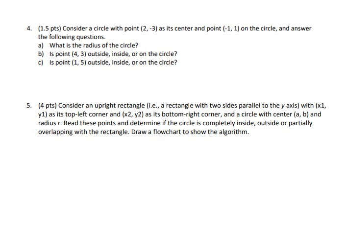 Solved 4. (1.5 pts) Consider a circle with point (2,−3) as | Chegg.com