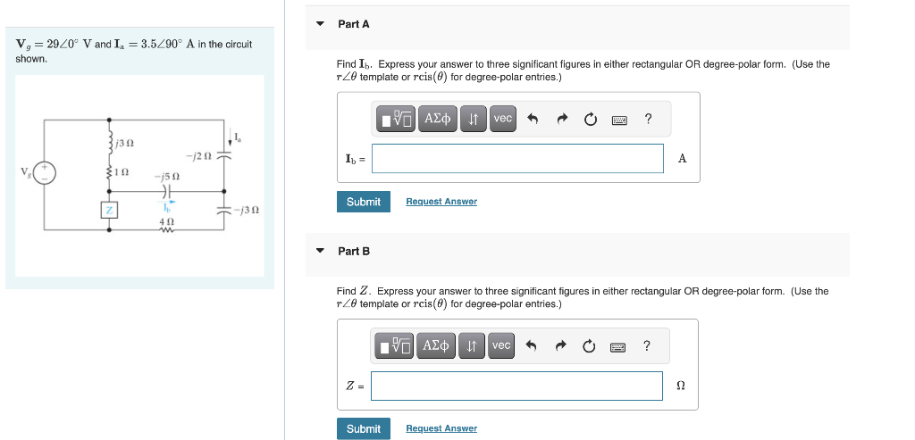 Solved Vg=29∠0∘V and Ii=3.5∠90∘A in the circuit shown. Find | Chegg.com