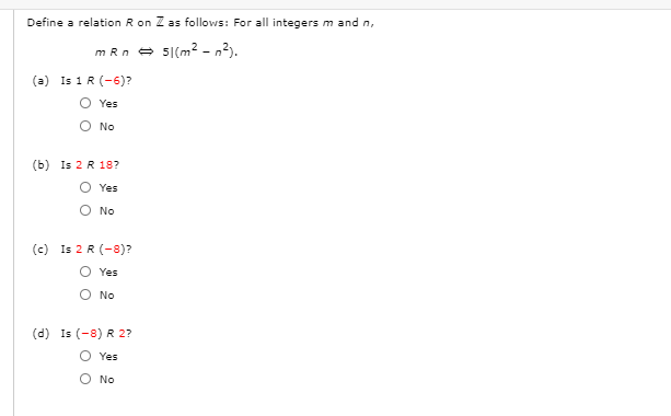 Solved Define a relation Ron Z as follows: For all integers | Chegg.com