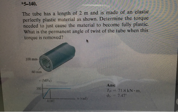 Solved *5-140. The tube has a length of 2 m and is made of | Chegg.com