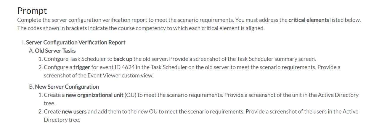 Solved Prompt Complete the server configuration verification | Chegg.com