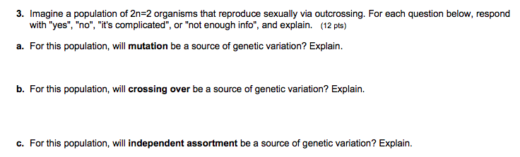 Solved 3. Imagine a population of 2n=2 organisms that | Chegg.com