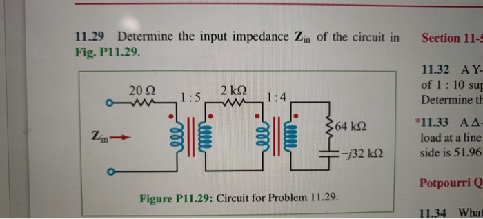 Solved 11.29 Determine the input impedance Zin of the | Chegg.com