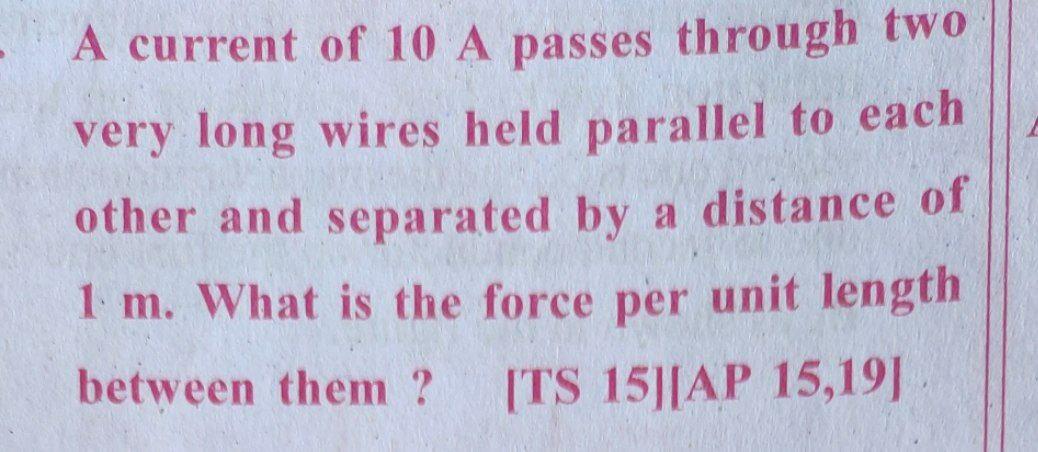 Solved A current of 10 A passes through two very long wires | Chegg.com