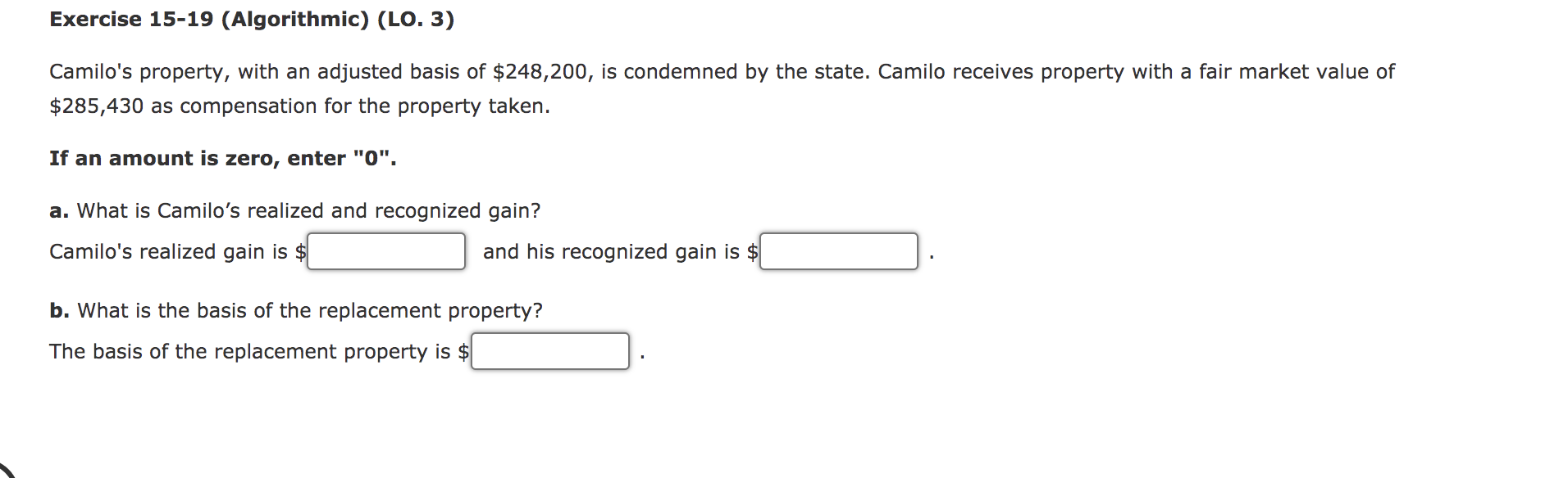 Solved Exercise 15-19 (Algorithmic) (LO. 3) Camilo's | Chegg.com