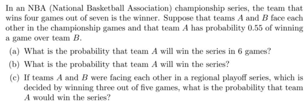 Solved In an NBA (National Basketball Association) | Chegg.com