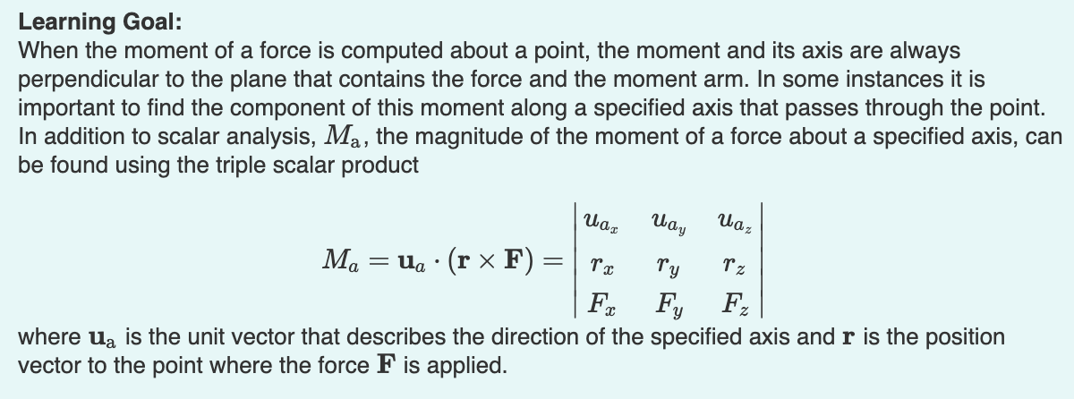 \pm Moment of a Force About a Specified Axis 1 of 3 | Chegg.com