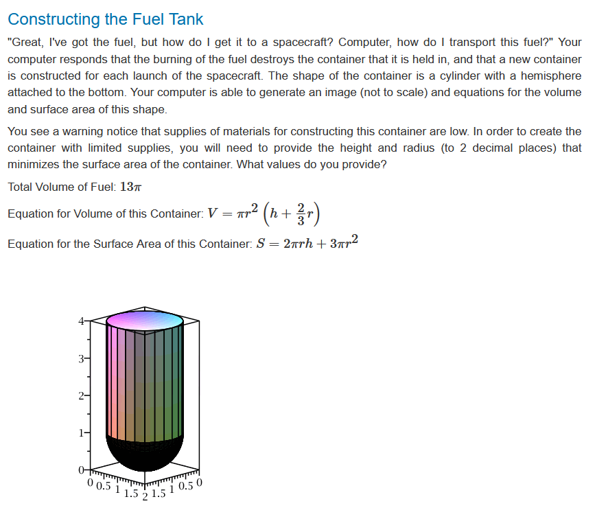 Solved Constructing the Fuel Tank "Great, I've got the fuel, | Chegg.com