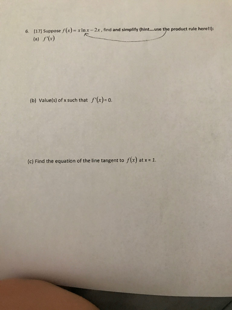 Solved 6. [17) Suppose f(x)= xln x - 2x , find and simplify | Chegg.com