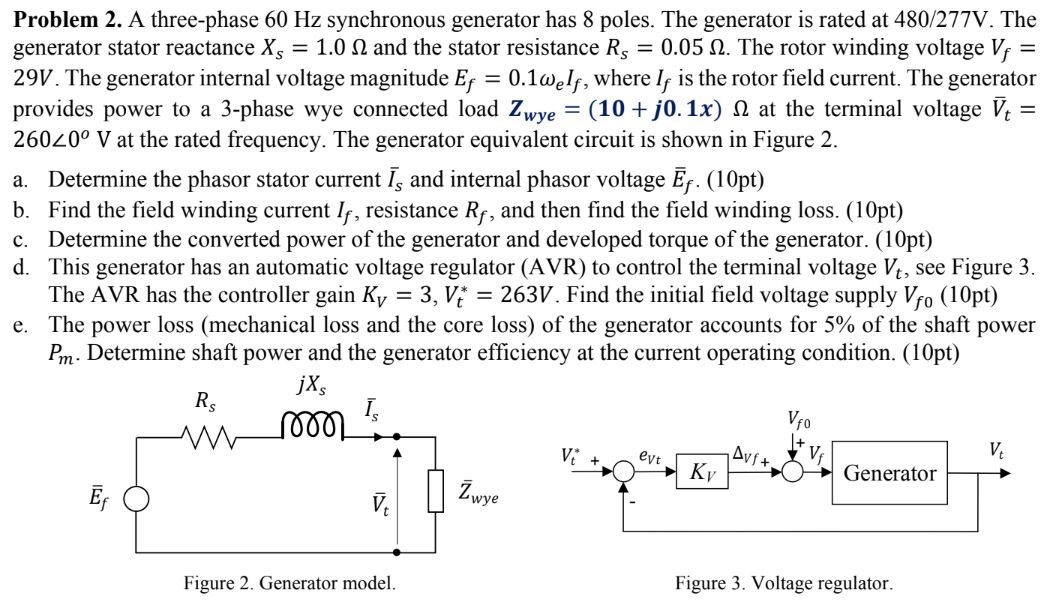 Problem 2. A three-phase 60 Hz synchronous generator | Chegg.com