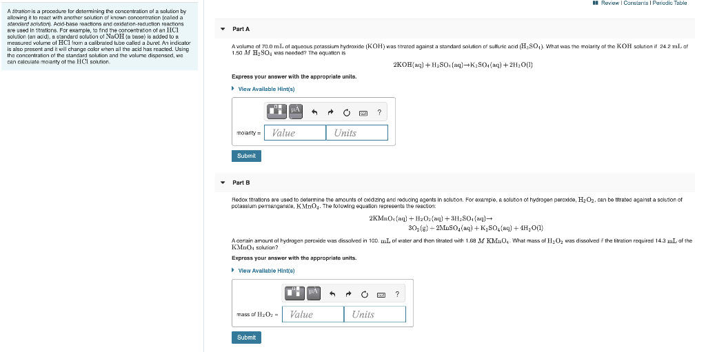 Solved Review Constants 1 Periodic Table Part A Aditration | Chegg.com