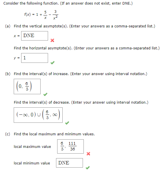 Solved Consider the following function. (If an answer does | Chegg.com