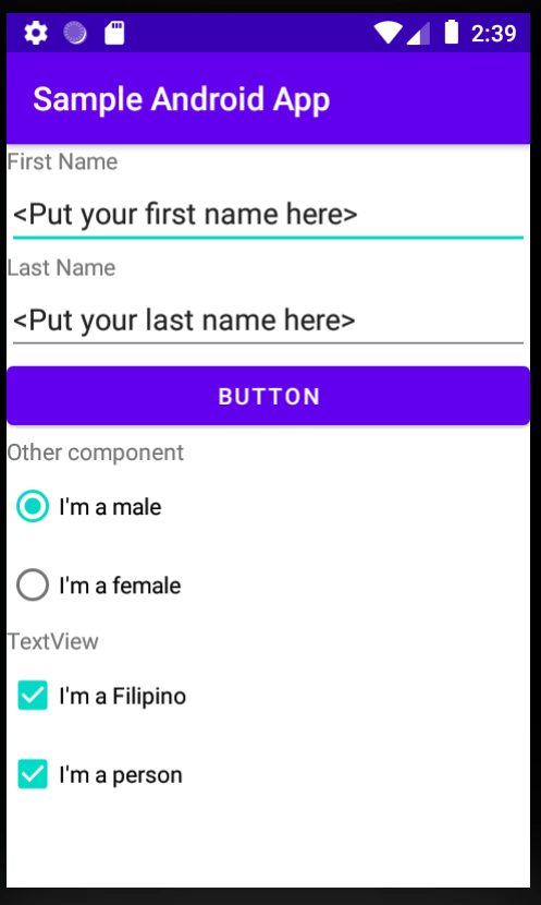 Solved Use the Android View Binding code to modify the | Chegg.com