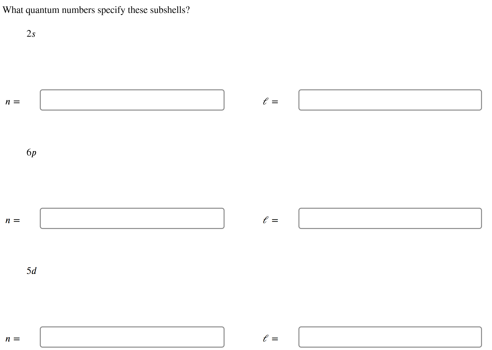 Solved What quantum numbers specify these | Chegg.com