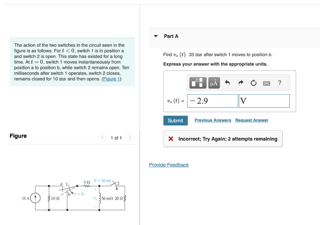 Solved The action of the two switches in the circuit seen in | Chegg.com